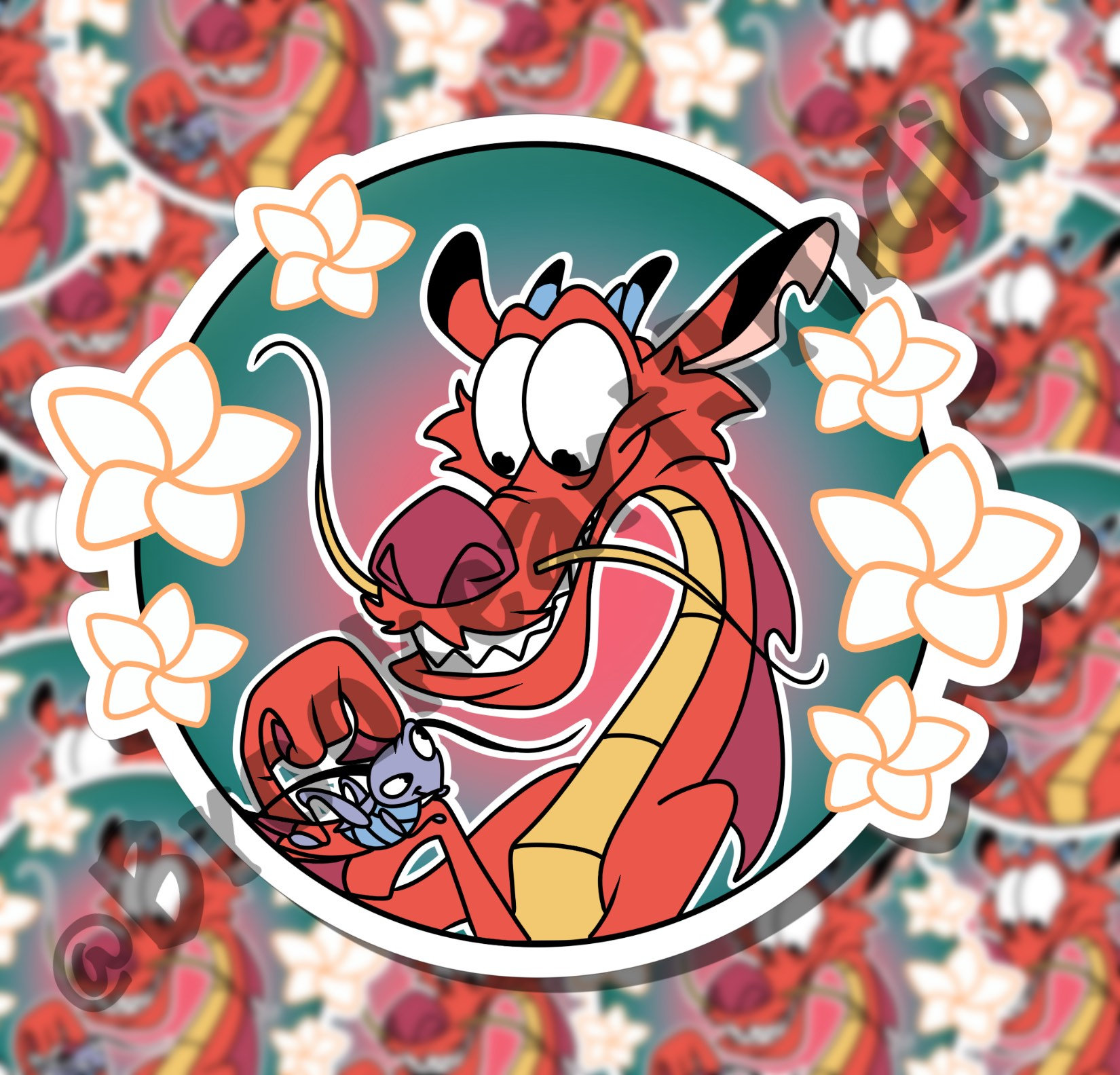 Disneys Mulan Mushu Holding Cri-kee Sticker - Etsy