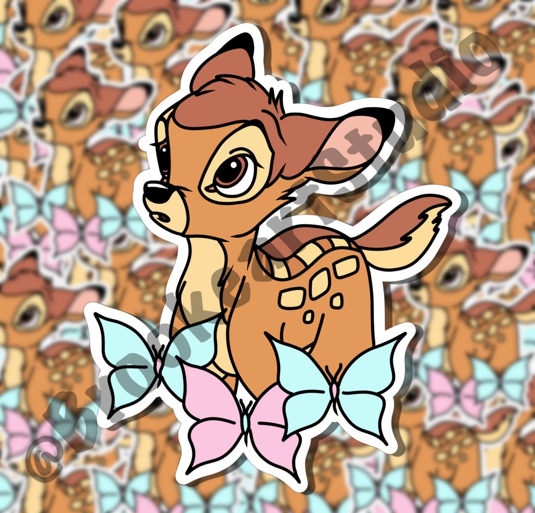 Disneys Bambi With Butterfly Sticker - Etsy