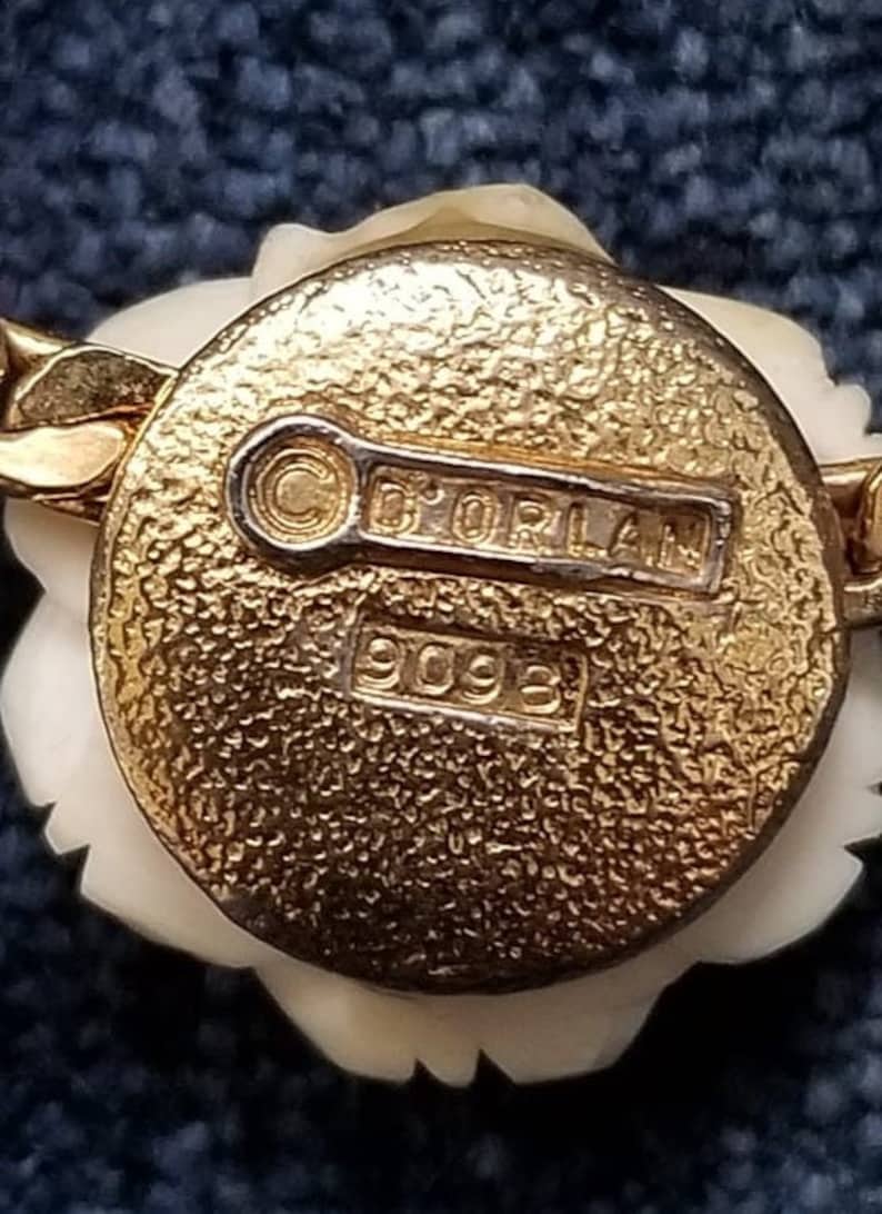 Vintage D'orlan Necklace Gold-tone With Carved White Plastic Rose - Etsy