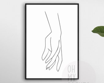Printable Instant Download Hand Line Art Boho Home Decor Digital Print ...