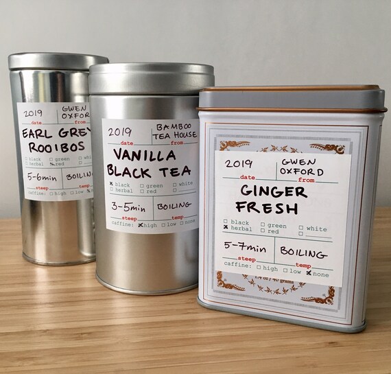 Tea Tin Label // Pantry Organization Stickers // Tea Organizer - Etsy