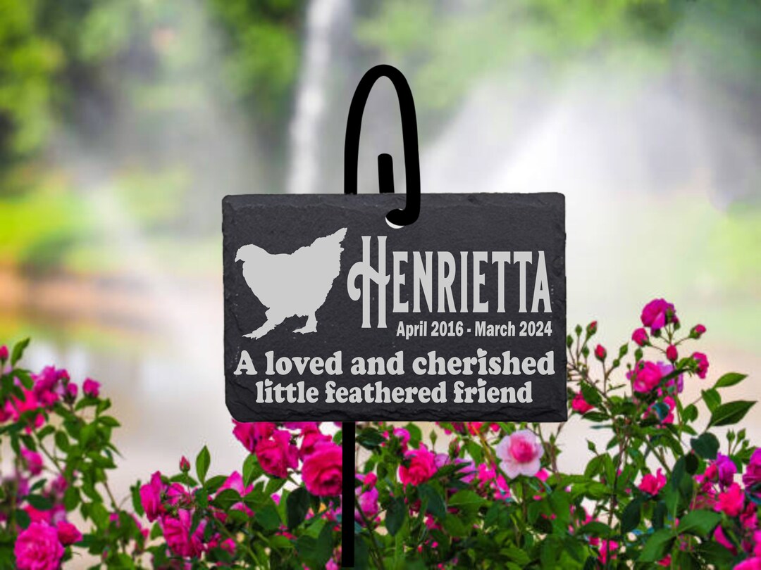 Personalized Hen Memorial Stone: Laser Engraved Slate Gravestone With ...