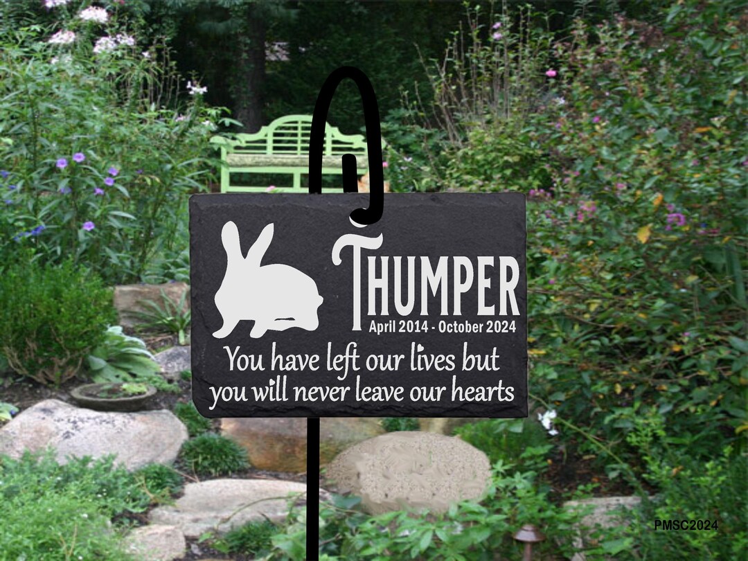 Rabbit Bunny Memorial Stone Sign for Bunny With Shepherd's Hook Garden ...