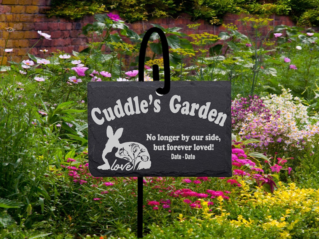 Bunny Memorial Stone Slate Sign for Rabbits With Shepherd's Hook ...