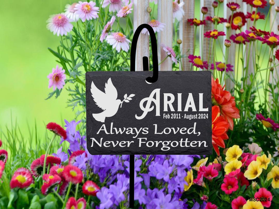 Dove Peace Symbol Memorial Stone Sign Slate With Shepherd's Hook and ...