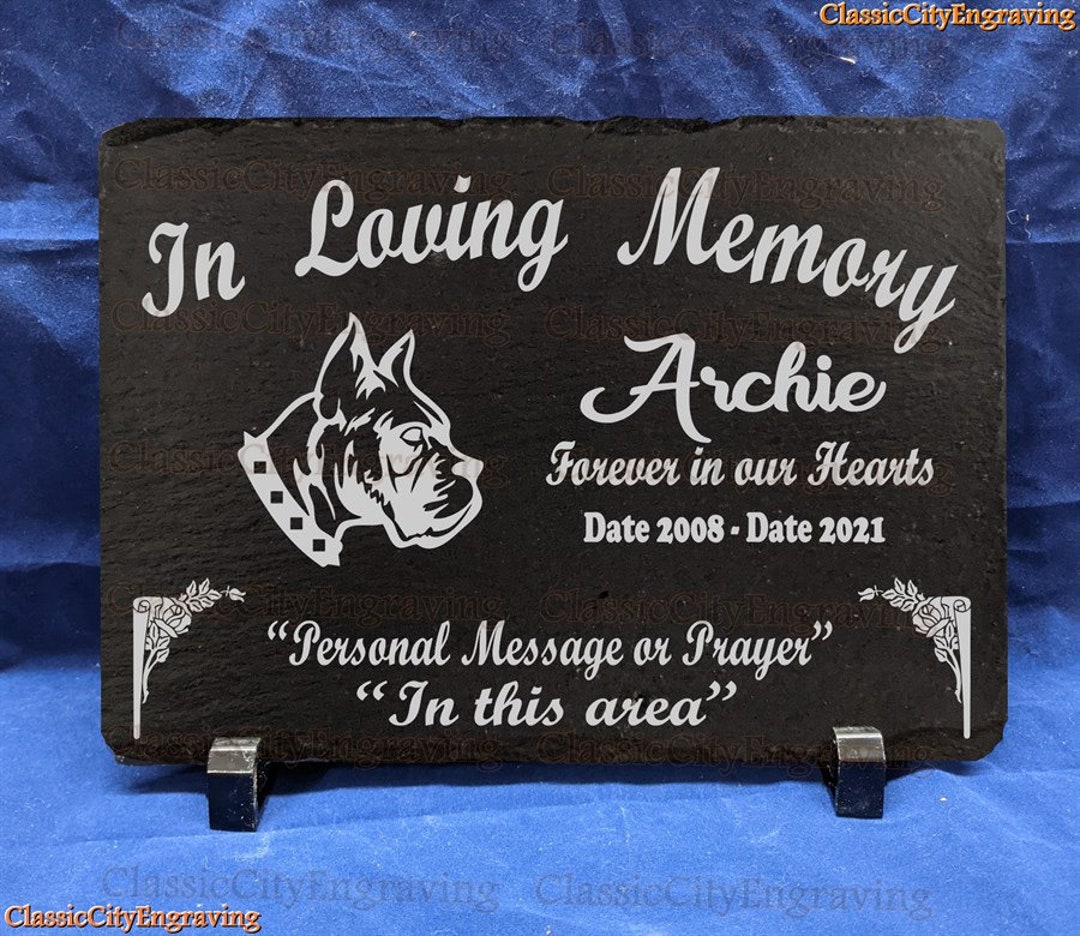 Laser Engraved Dog Memorial Slate Plaque: Personalized Pet Gravestone ...