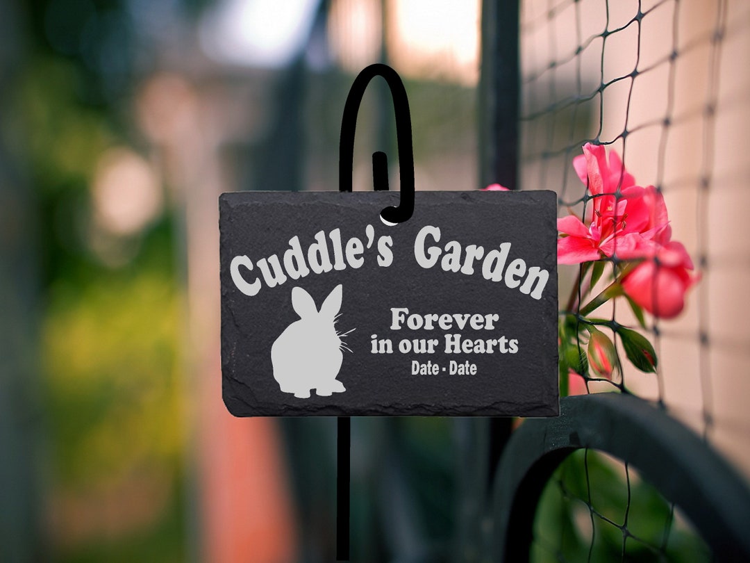 Rabbit Memorial Stone Slate Sign With Shepherd's Hook Personalized ...