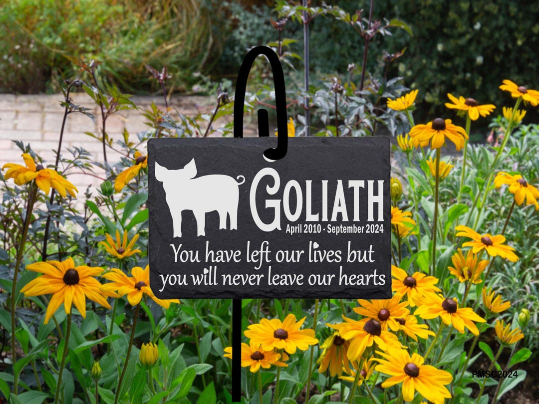Pig Memorial Sign Marker SLATE With Shepherd's Hook Personalized Laser ...