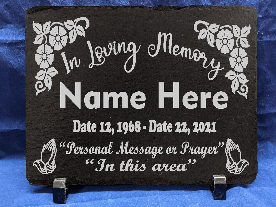 Memorial Stone Human Slate Plaque 5"x7" Personalized Laser Engraved ...