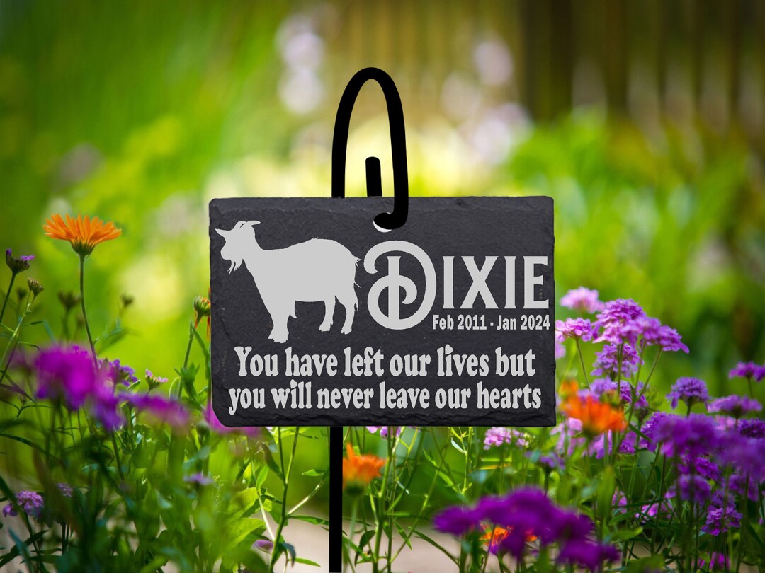 Goat Pet Memorial Stone Sign With Shepherd's Hook. Garden Marker With ...