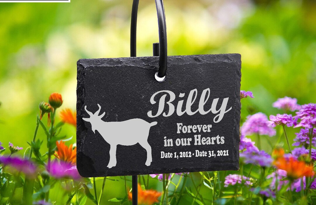 Goat Memorial Stone Sign With Shepherd's Hook Garden Marker ...