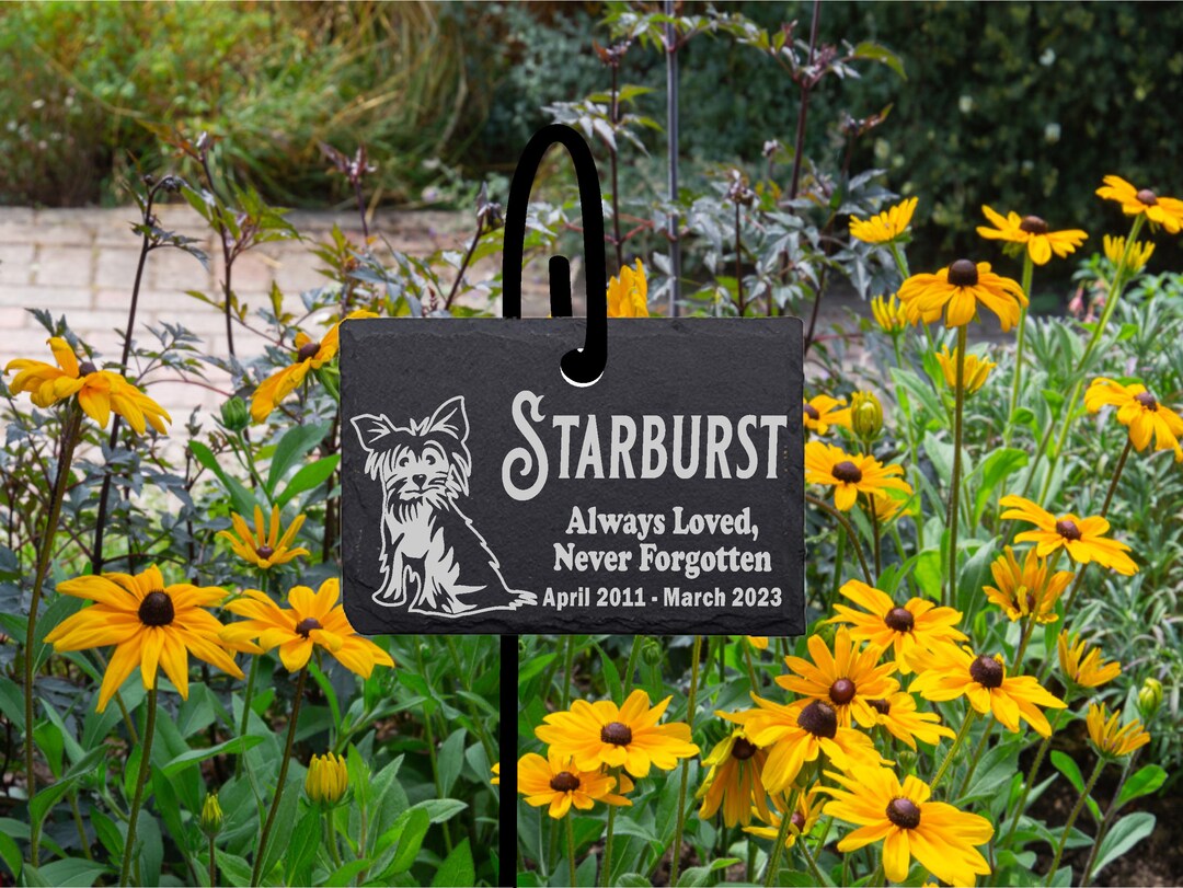 Personalized Yorkie Memorial Stone: Laser Engraved Slate Garden Marker ...