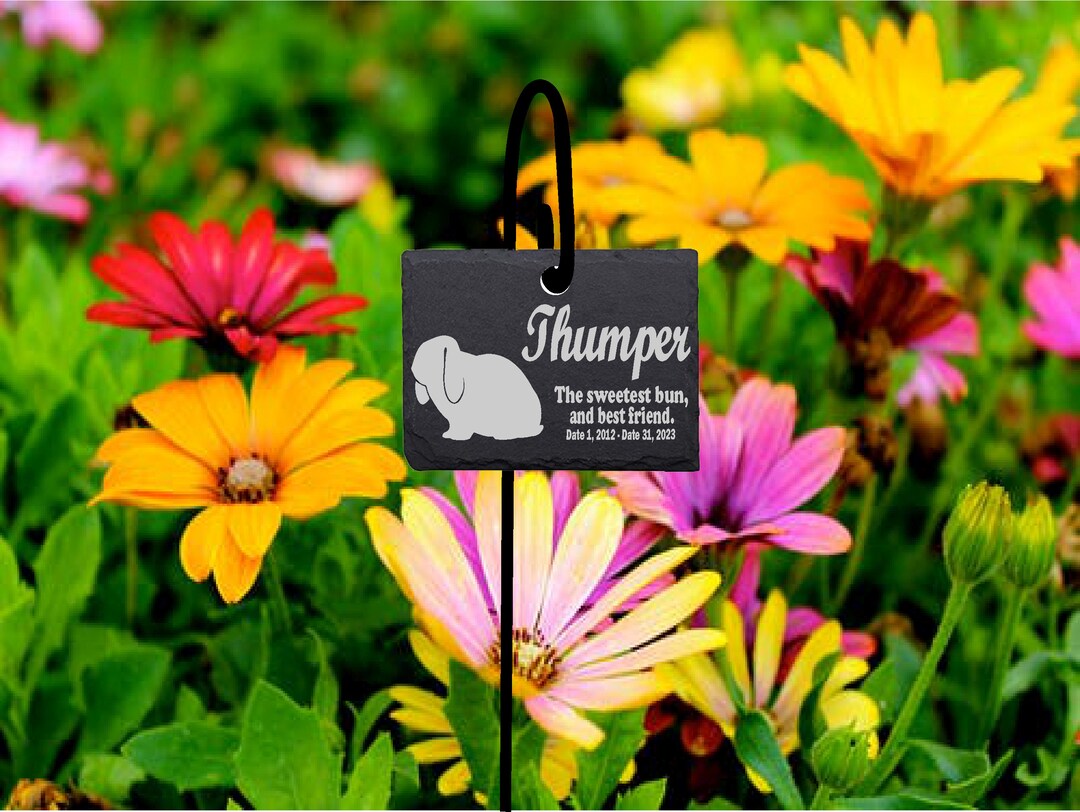 Lop Eared Bunny Memorialstone Sign With Shepherd's Hook Garden Marker ...