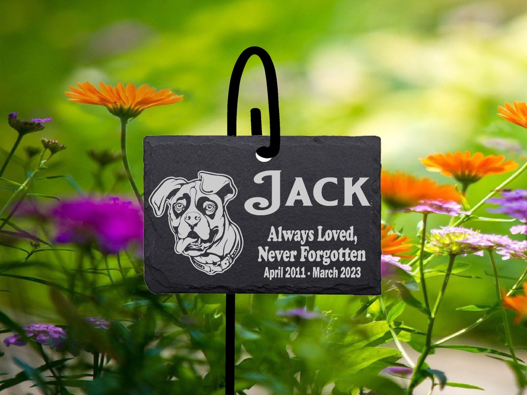Boxer Memorial Marker Stone Sign for Pets With Shepherd's Hook Garden ...