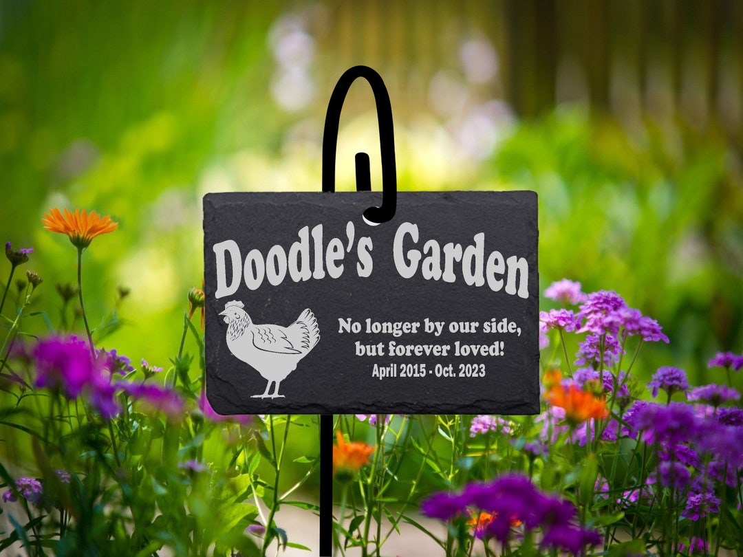 Chicken Grave Memorial Stone Sign With Shepherd's Hook Personalized ...