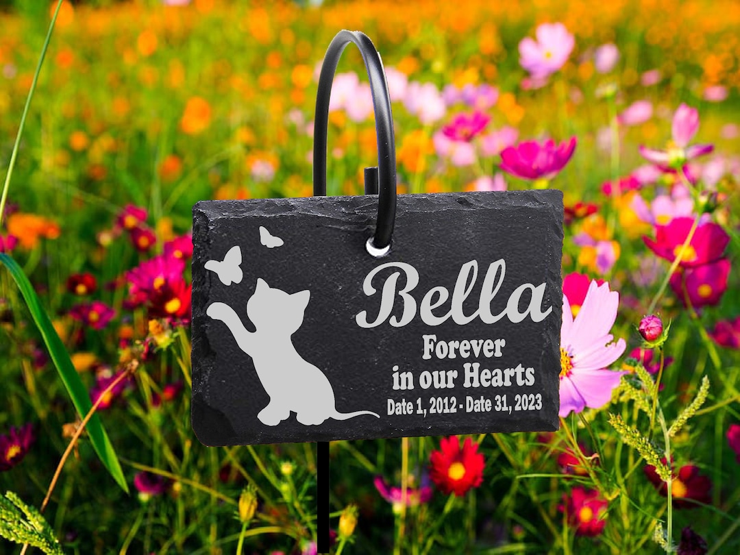 Kitten Grave Stone SLATE With Shepherd's Hook Personalized Laser ...
