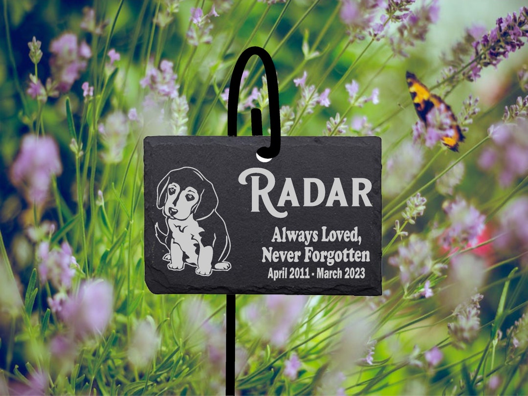 Personalized Beagle Memorial Slate Stone With Shepherd's Hook - Etsy