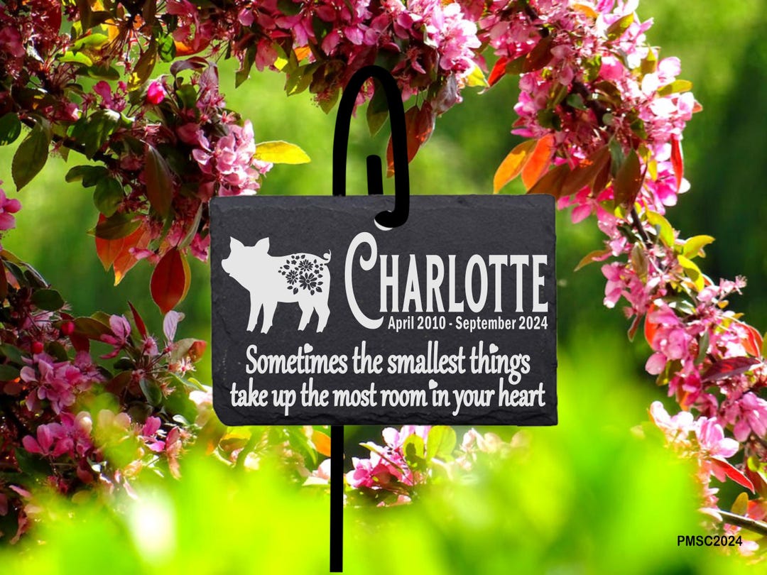 Pig Flowers Pet Memorial Sign Marker SLATE With Shepherd's Hook ...