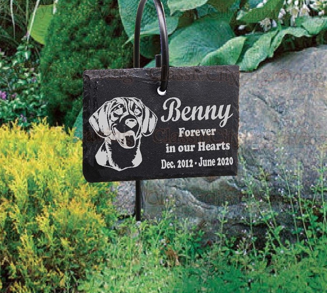 Hound Memorial Grave Stone Sign With Shepherd's Hook Garden Marker ...