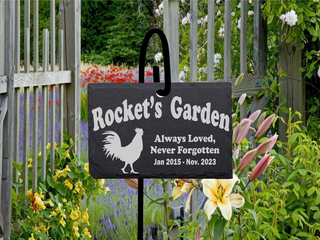 Personalized Rooster Memorial Stone: Laser Engraved Slate Gravestone ...