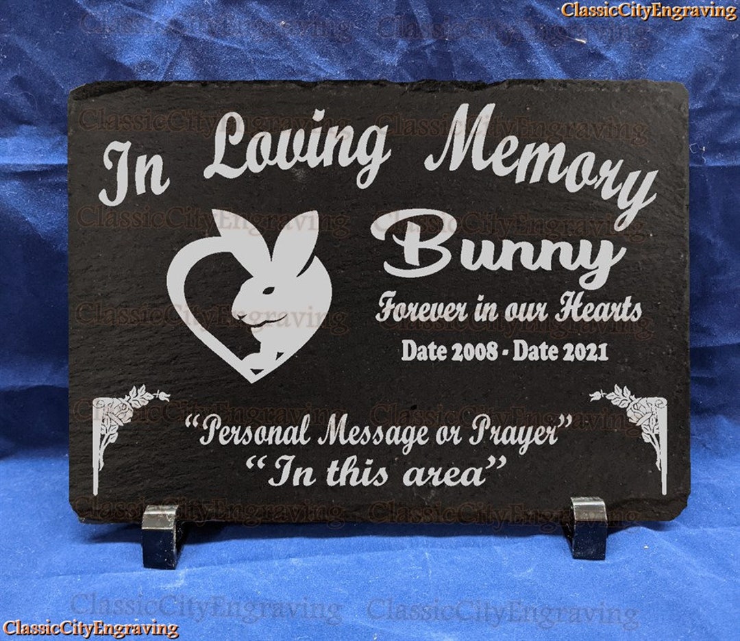 Bunny Rabbits Memorial Stone Slate Plaque Large Personalized Laser ...