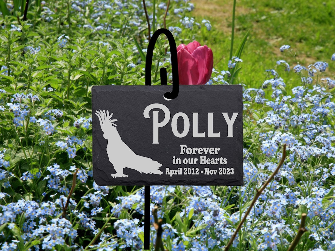 Cockatoo Memorial Stone Sign With Shepherd's Hook Garden Marker ...