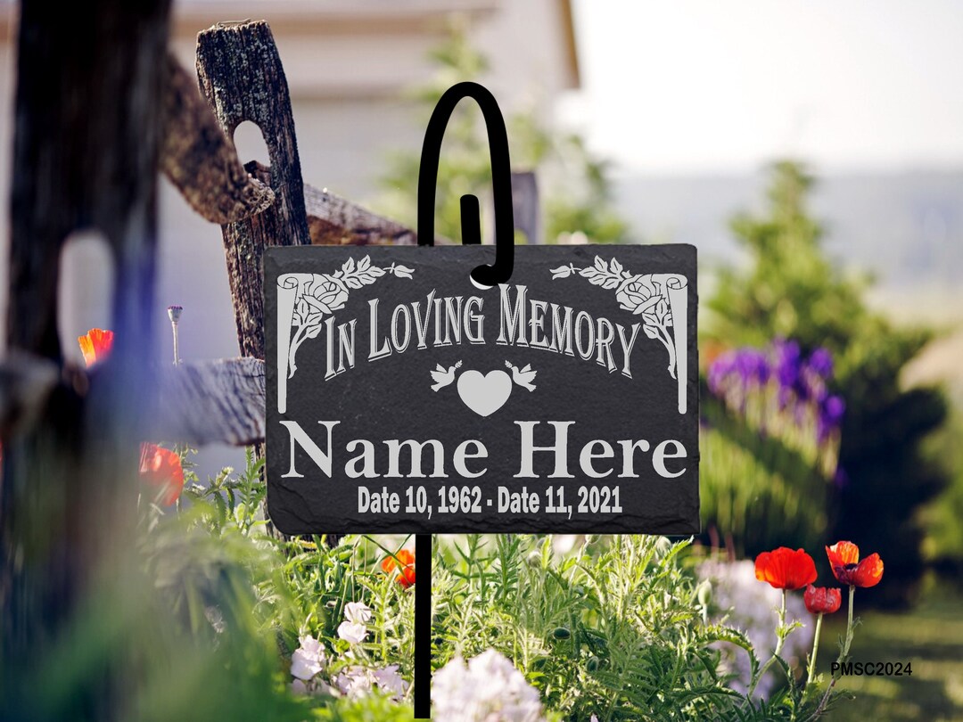 Human Memorial Stone. Quality Slate Sign With Shepherd's Hook for Human ...