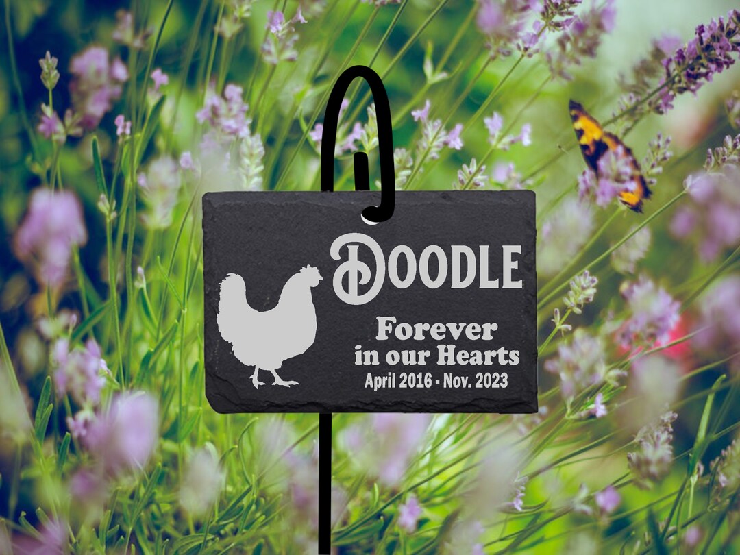 Chicken Memorial Sign With Shepherd's Hook Personalized Laser Engraved ...