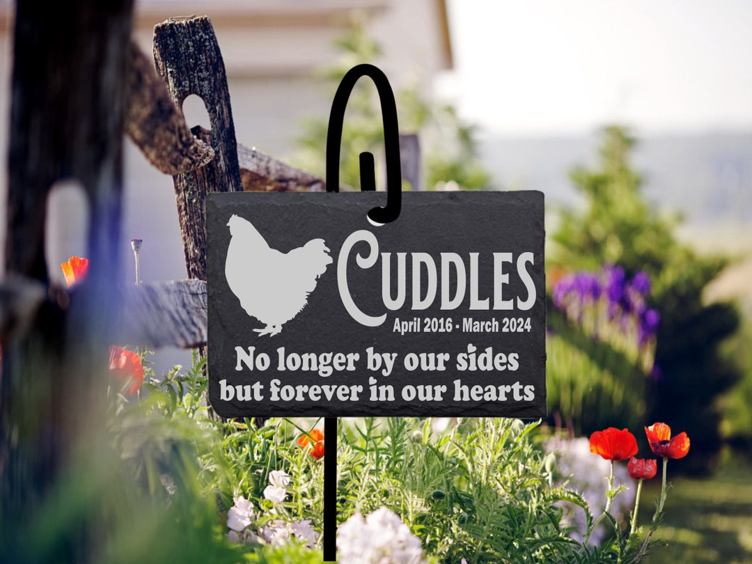 Hen Grave Memorial Stone Sign With Shepherd's Hook Personalized Laser ...