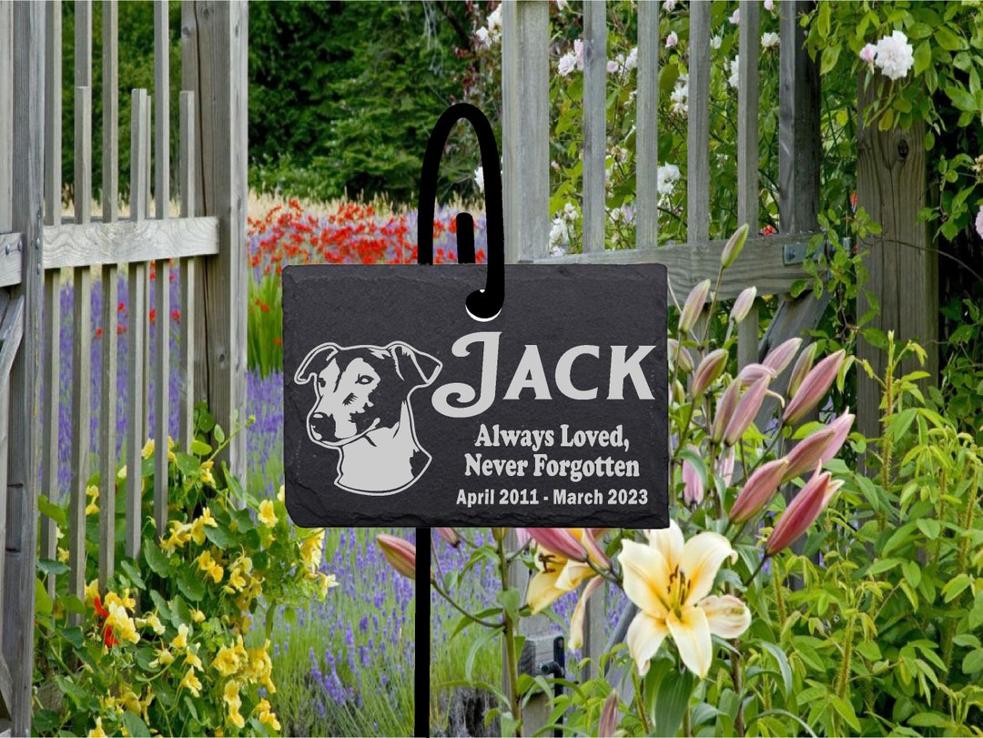 Jack Russell Memorial Stone With Shepherd's Hook Garden Marker ...