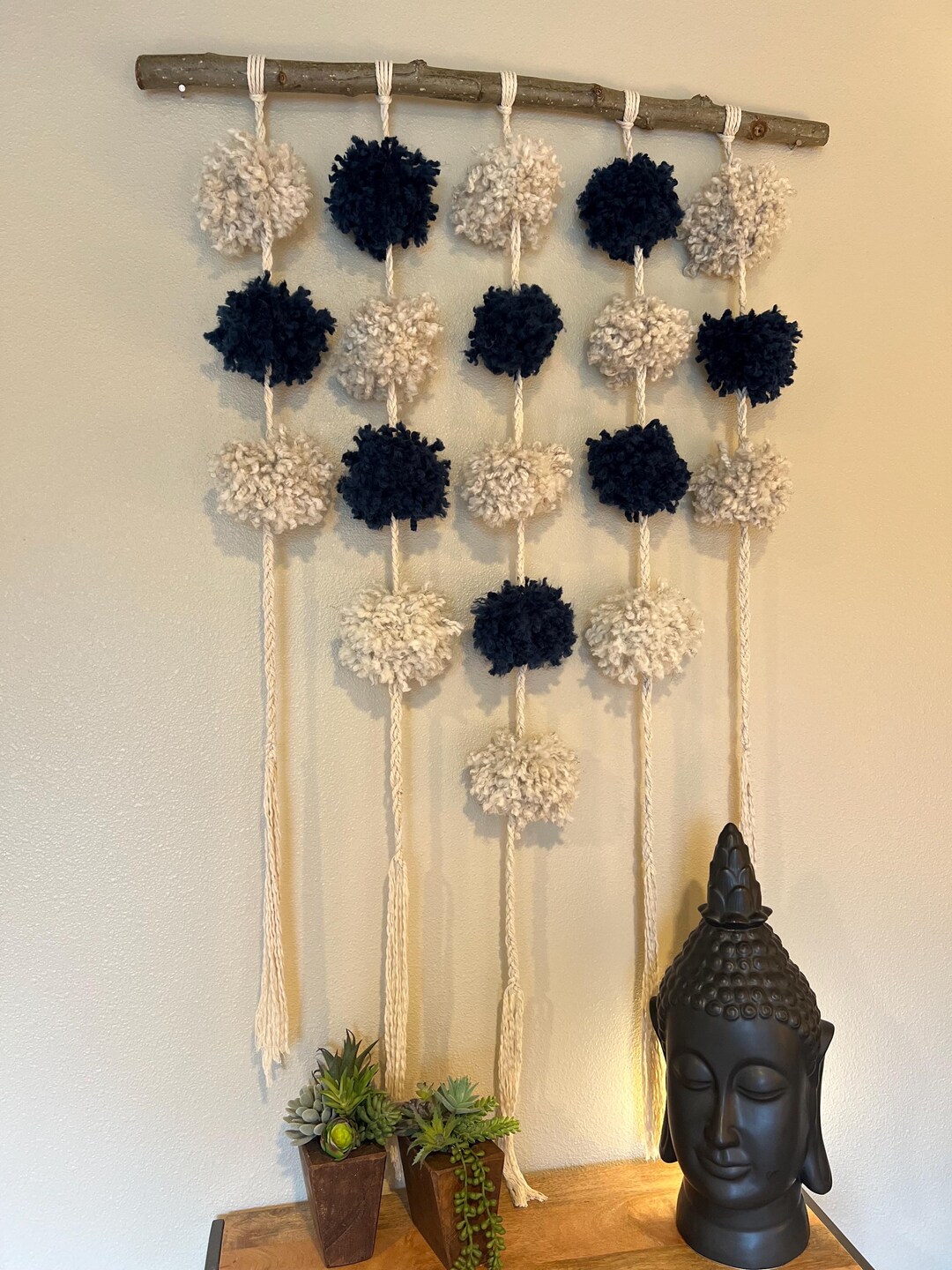 PACIFIC WATERS | Boho Pom Pom Garland Blue Ocean Extra Large Macramé ...