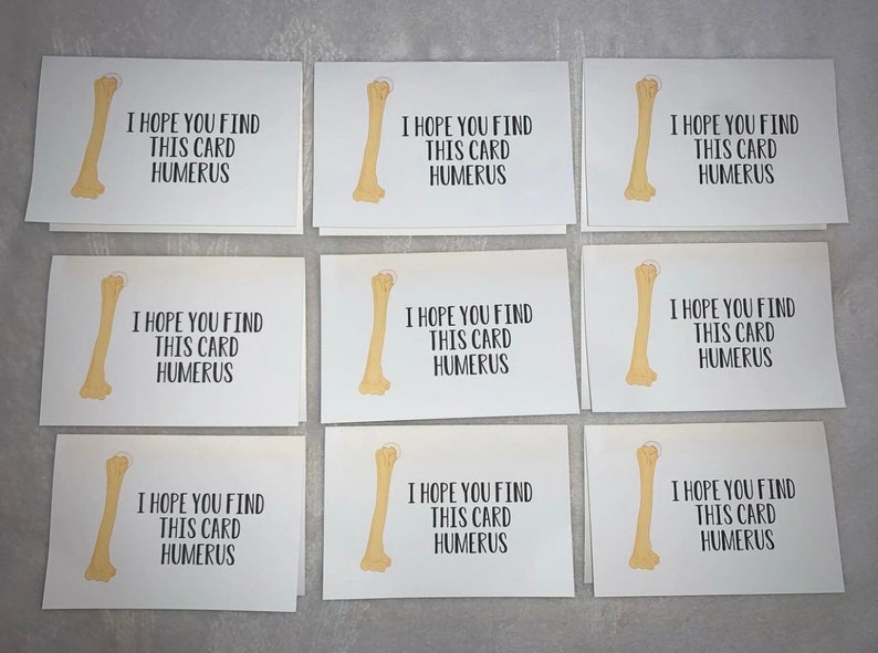 Punny Anatomy Cards Blank Science Cards Humerus Bone Card - Etsy