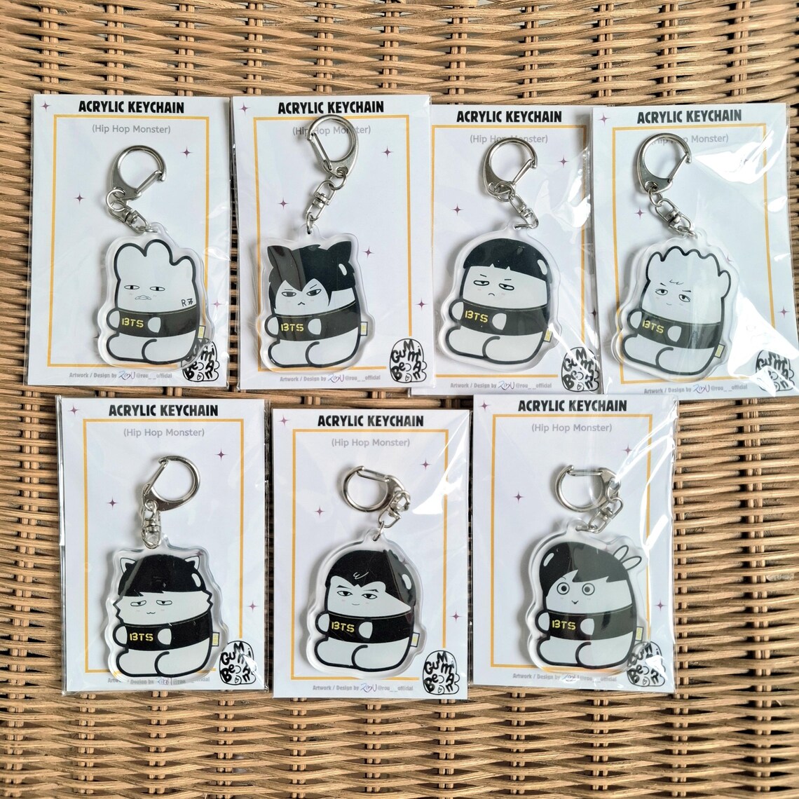 BTS Hip Hop Monster Gummi Bean Acrylic Keychain (bangtan Collectables ...