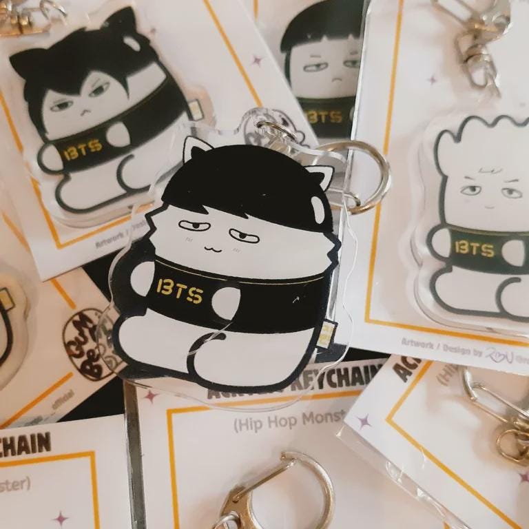 BTS Hip Hop Monster Gummi Bean Acrylic Keychain (bangtan Collectables ...