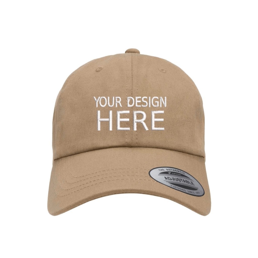 Custom Embroidered Caps | Khaki | Custom Dad / Baseball Hats | Custom ...