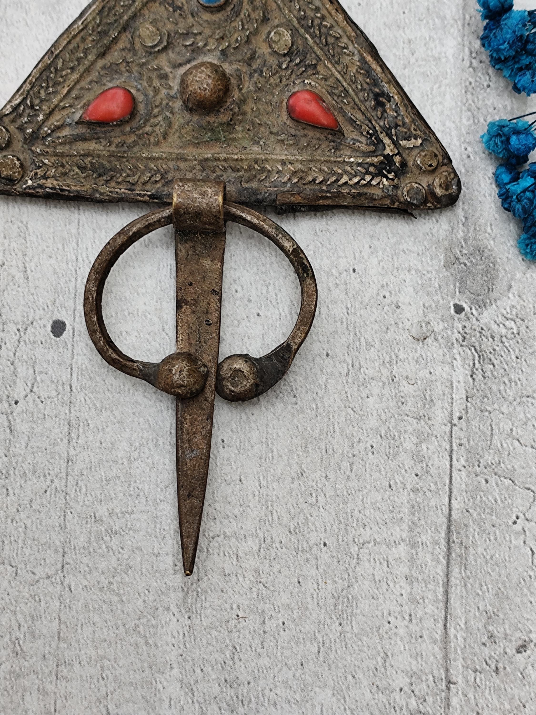 Rare Old Fibula With Coral and Turquoise - Etsy