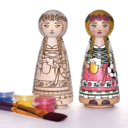DIY Peg Doll Coloring Kit unpainted RBG Doll Gifts for - Etsy
