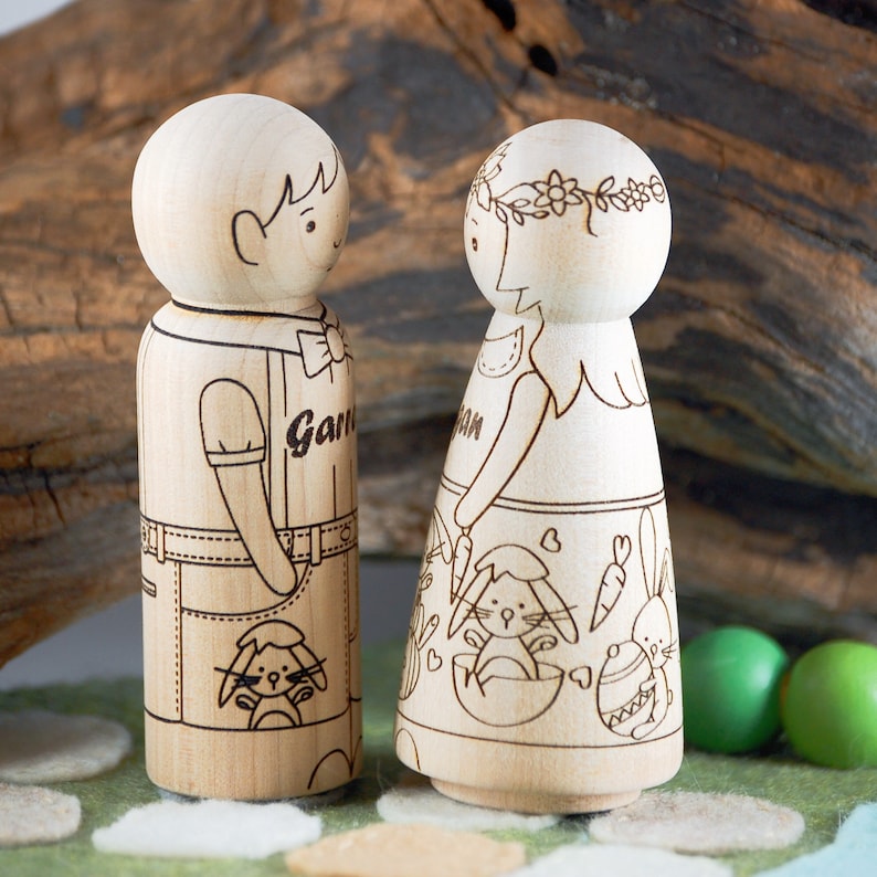 Custom Easter Peg Dolls laser-engraved peg dolls best gifts | Etsy Custom Easter Peg Dolls laser-engraved peg dolls best gifts | Etsy