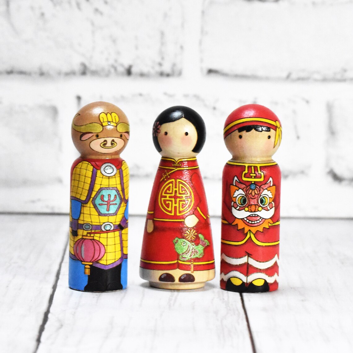 Chinese New Year UNFINISHED peg doll set DIY kit learning | Etsy