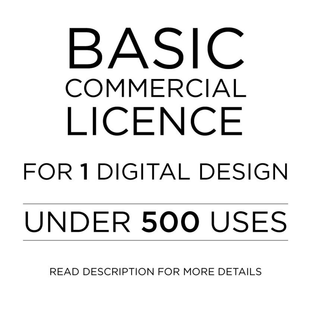 Basic Commercial Licence | 500 Physical Uses - Etsy