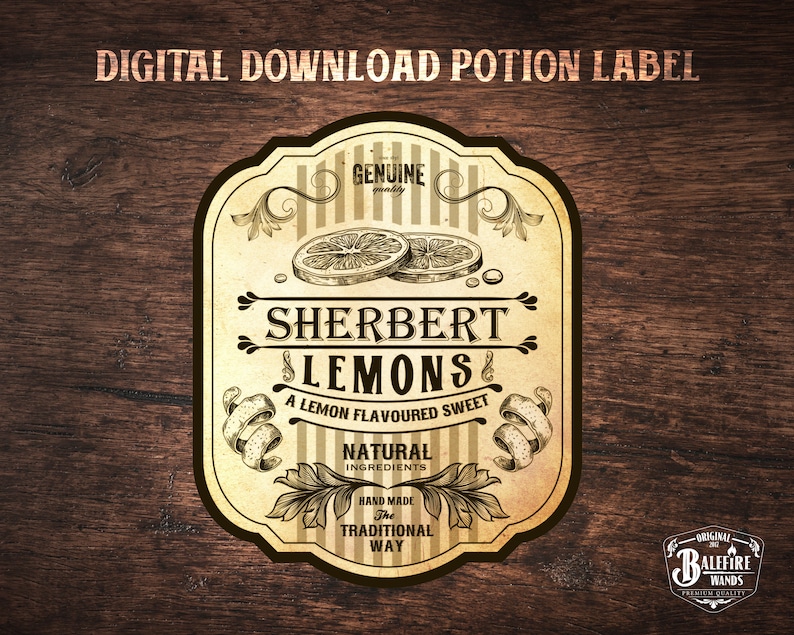 Digital Download Sherbert Lemon Potion Label Download and - Etsy