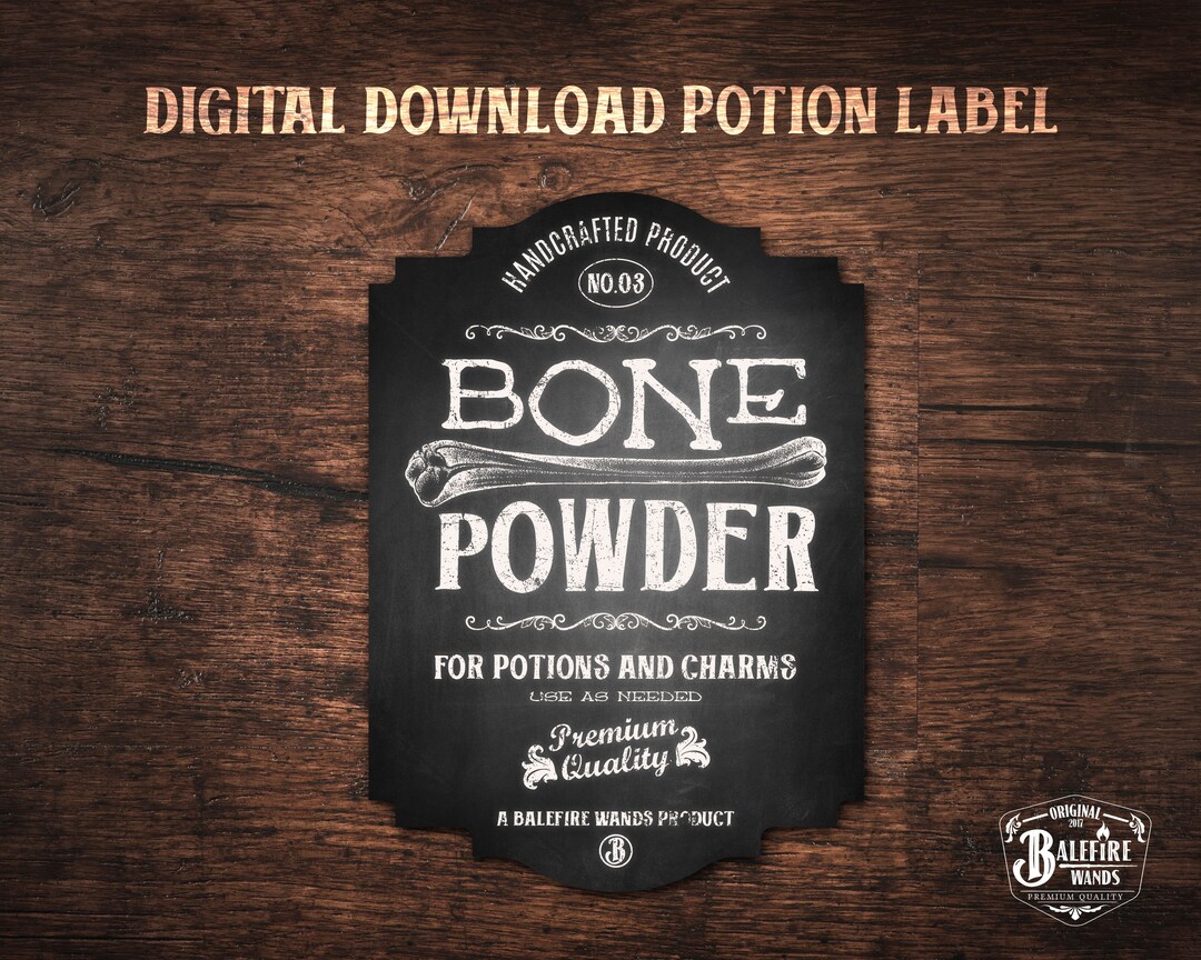 Digital Download | Bone Powder Potion Label | Download and Print - Etsy