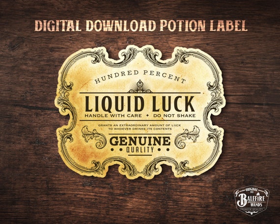 Digital Download Liquid Luck Potion Label Download and - Etsy