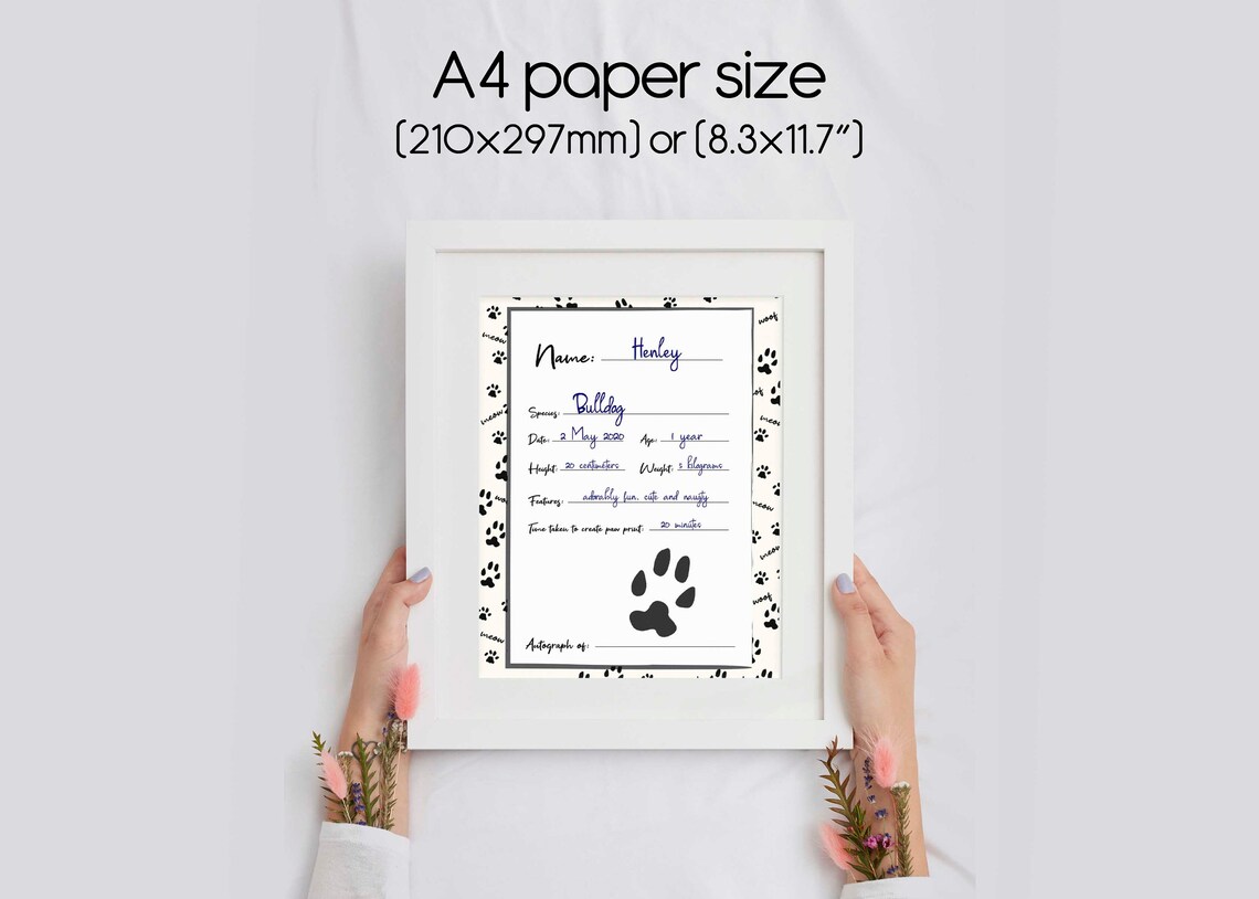 DIY Paw Print Autograph / A4 Size Dog and Cat Paw Printed Page ...