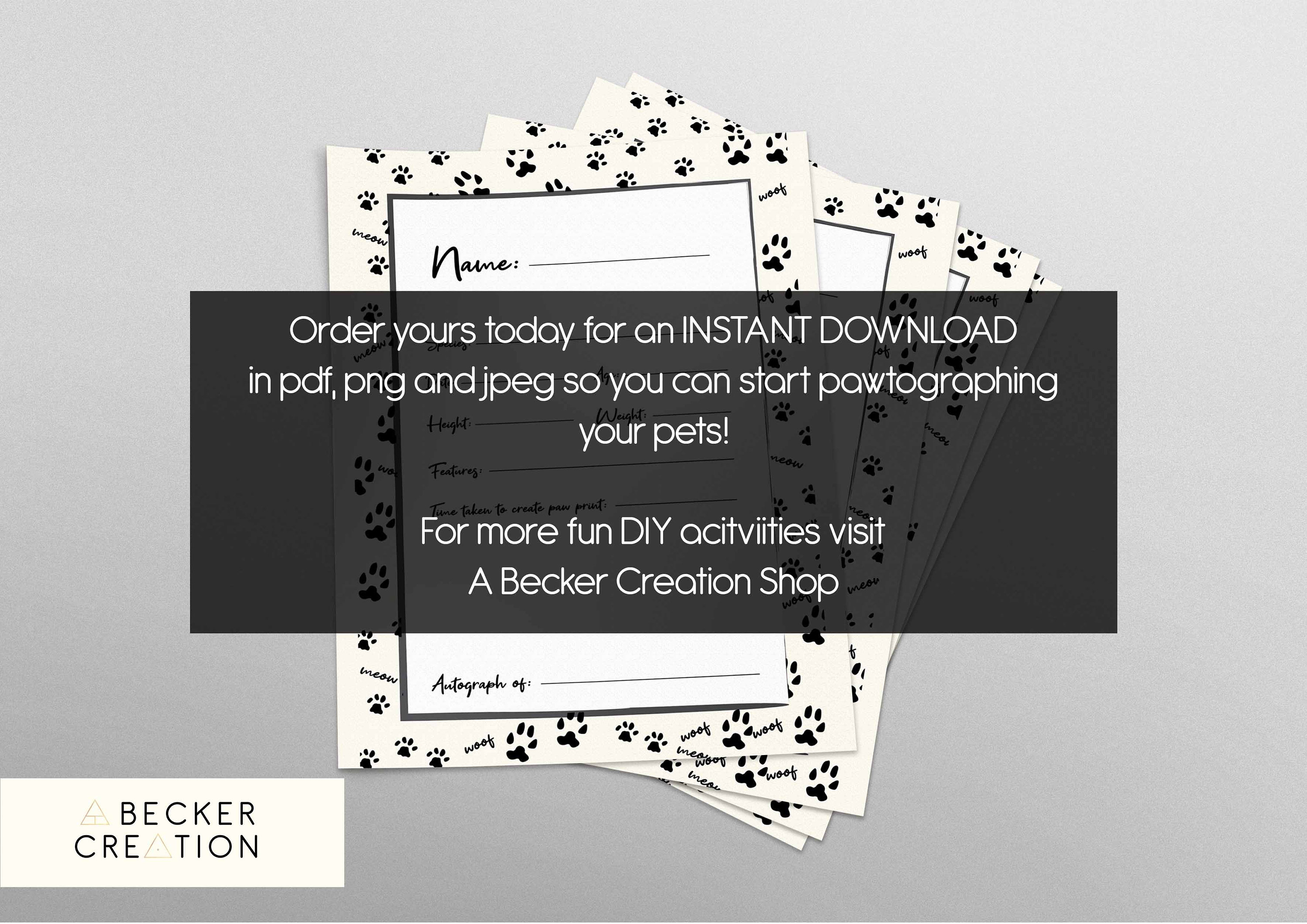 DIY Paw Print Autograph / A4 Size Dog and Cat Paw Printed Page ...