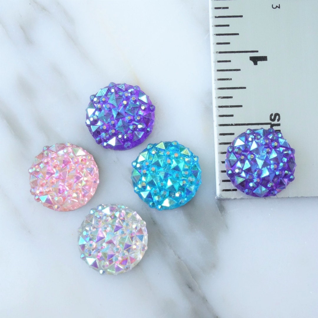15pcs- 12mm Multifaceted AB Round Flatback Resin Cabochon - Etsy
