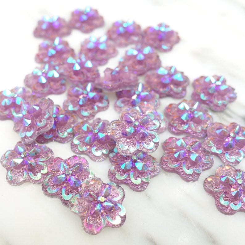 20pcs 12mm AB Flatback Flower Resin Cabochon 16pcs | Etsy