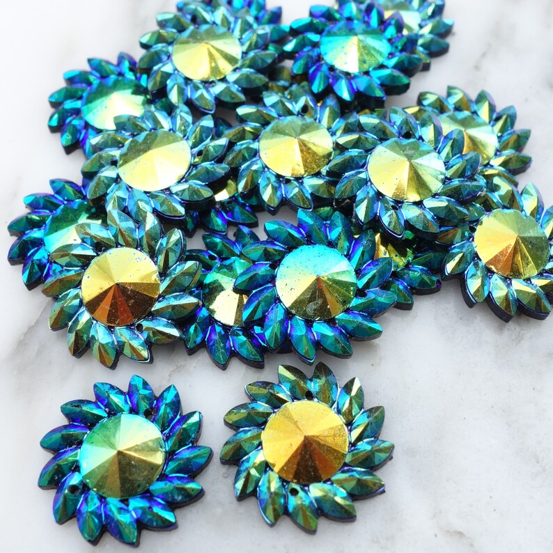 5pcs- 20mm AB Cyclone Sunburst Flatback Gem Sew-on, 9pcs Assortment - Etsy