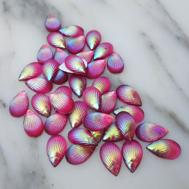 20pcs 8x12 AB Striated Flatback Resin Cabochon Shell | Etsy