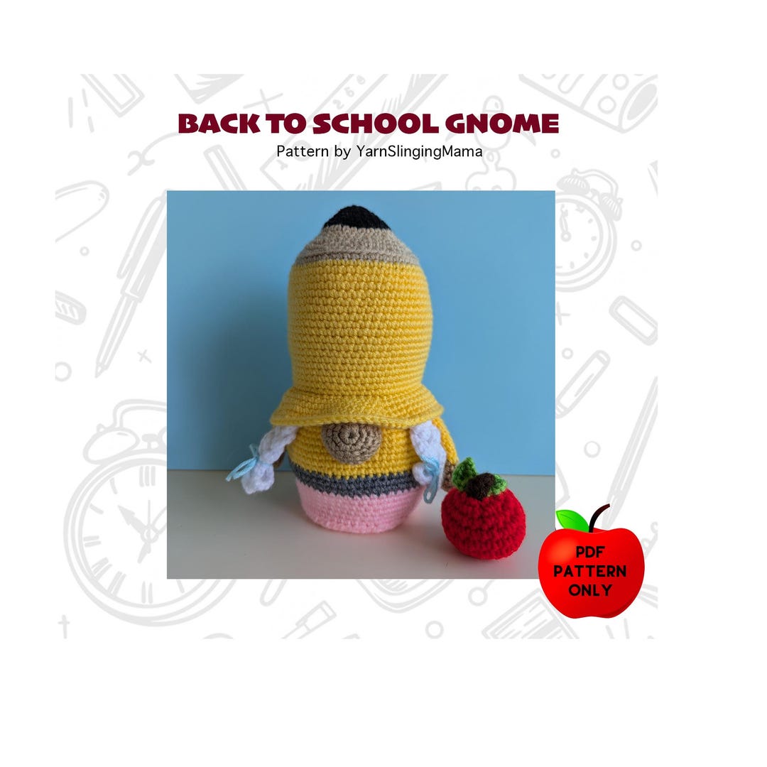 Back to School Gnome, Pencil Gnome, Teachers Appreciation Gift, Crochet ...